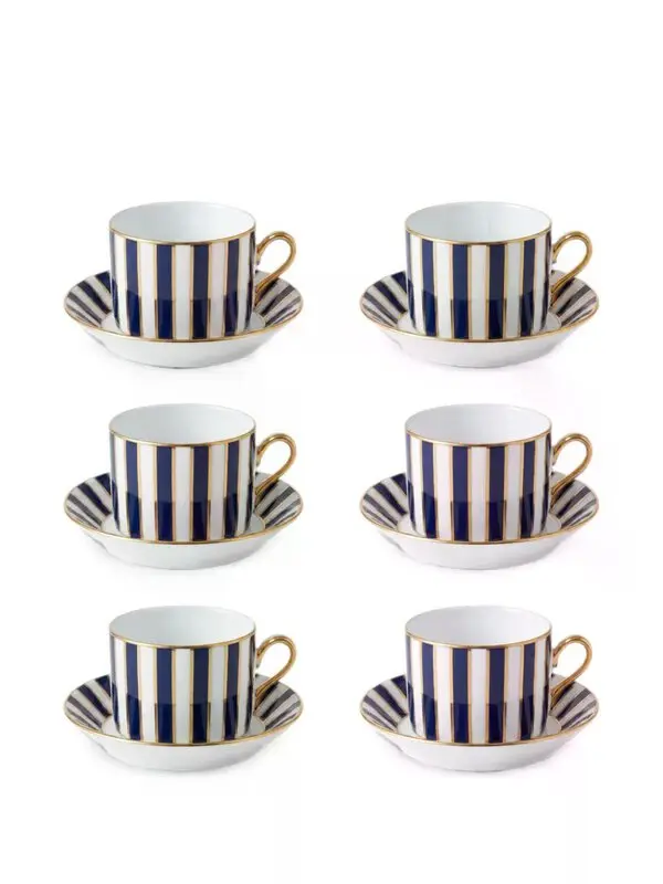 GINORI 1735 Impero Amadeus Striped Coffee Set - White