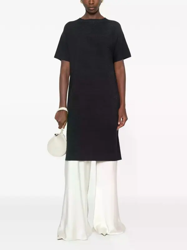 Fabiana Filippi Metallic Thread Short Sleeve Midi Dress