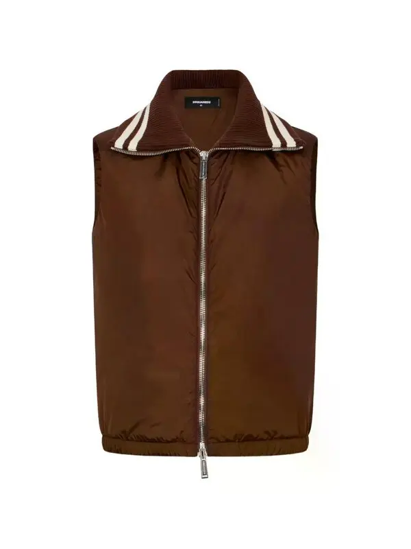 Dsquared2 Hybrid Studded Cropped Vest - Brown