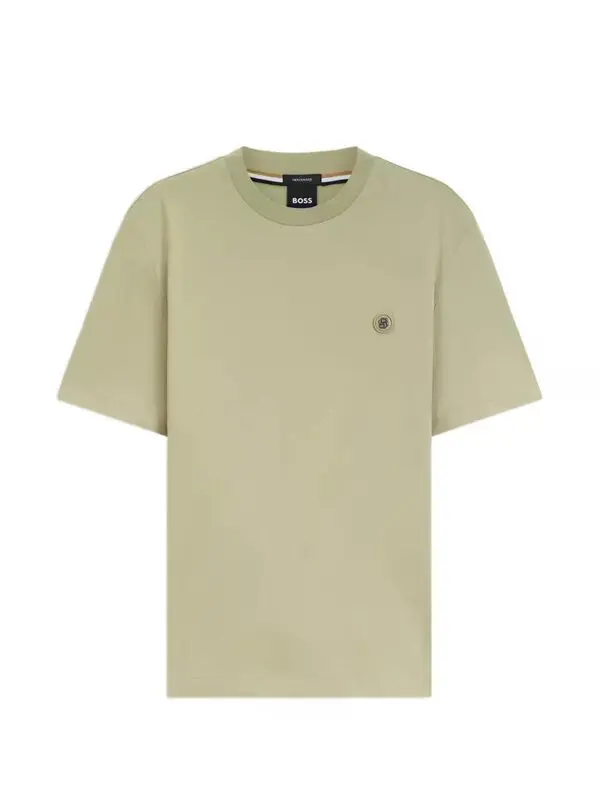 BOSS Cotton T-shirt With Double-b Monogram Badge - Green