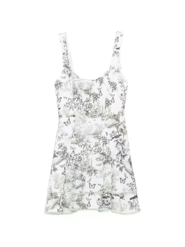 Alice + Olivia Floral Print Sleeveless Mini Dress - White