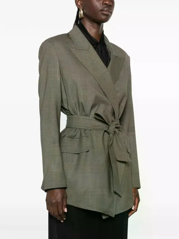 Max Mara Checked Belted Blazer