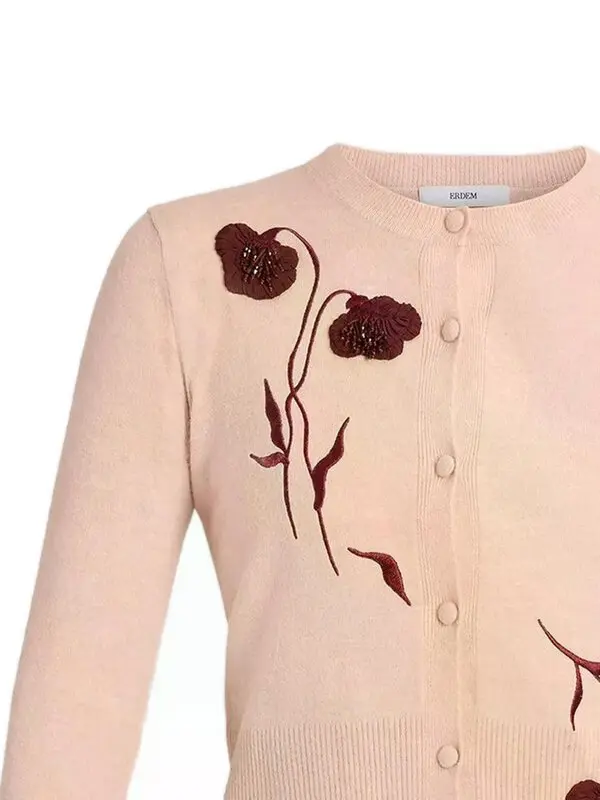 Erdem Embroidered Fitted Cardigan - Pink