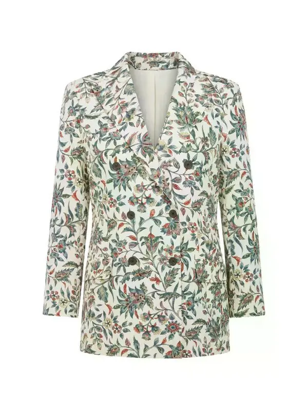IBRIGU Floral Print Double-breasted Blazer - Neutrals