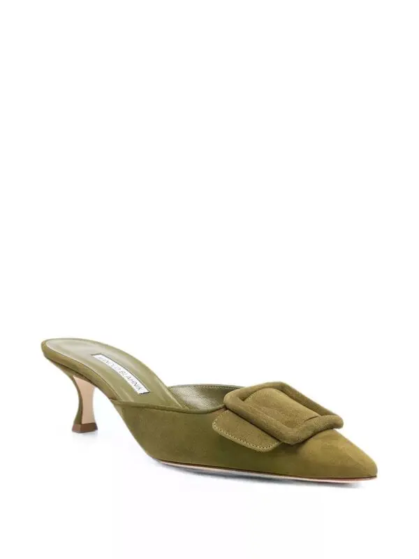 Manolo Blahnik Maysale Buckle-detail Mules - Green