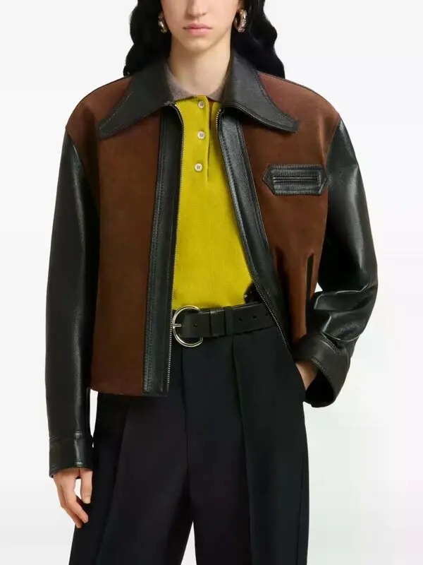 Marni Leather Jacket With Crust Leather Front