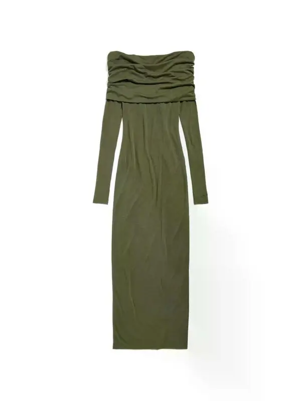 Balenciaga Draped Off-the-shoulder Maxi Dress - Green