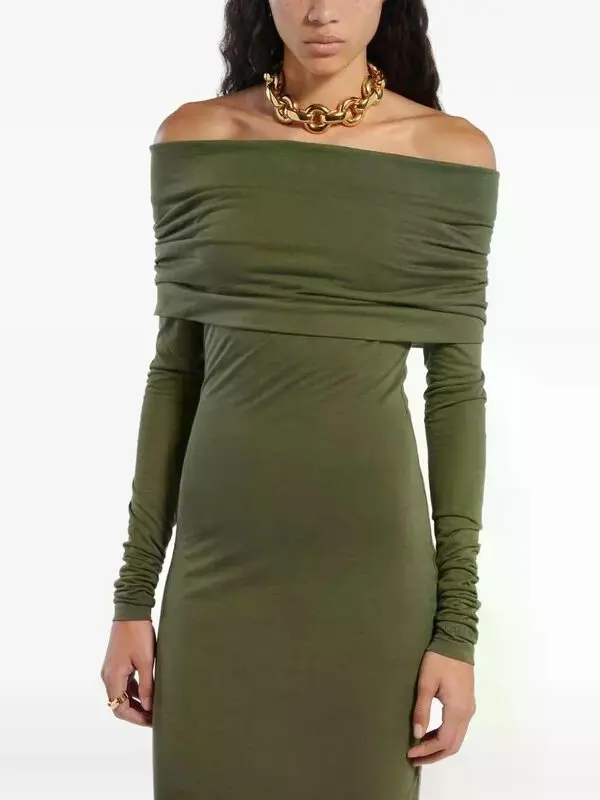 Balenciaga Draped Off-the-shoulder Maxi Dress - Green