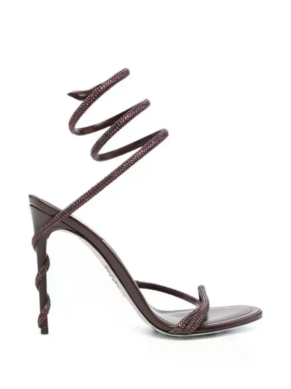 Rene Caovilla Margot Crystal Embellished Sandals - Brown