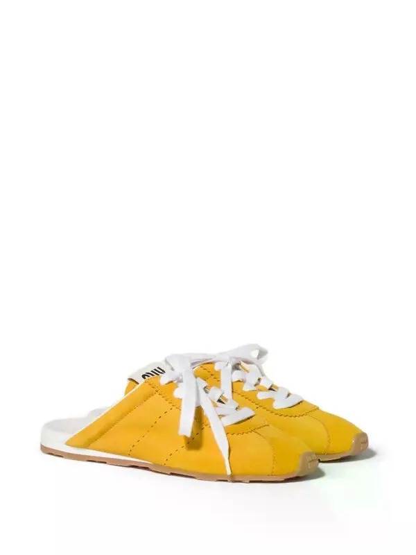 Miu Miu Plume Suede Mules - Yellow