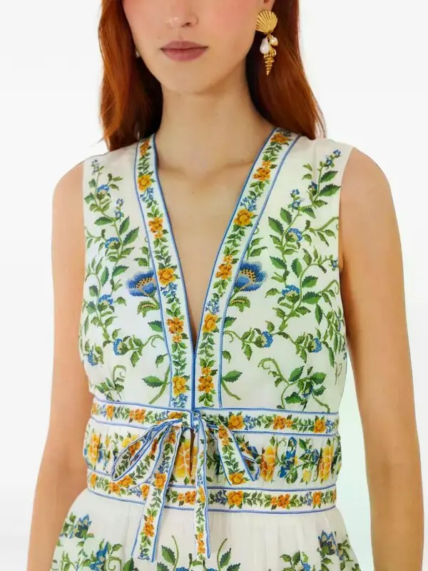 Farm Rio Emily Floral-print Ruffled Mini Dress - White