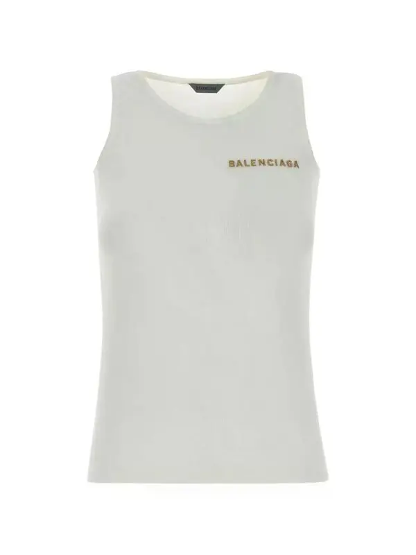 Balenciaga Logo Embroidered Tank Top