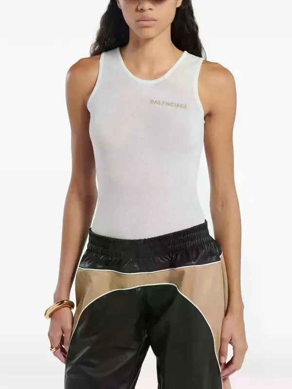 Balenciaga Logo Embroidered Tank Top