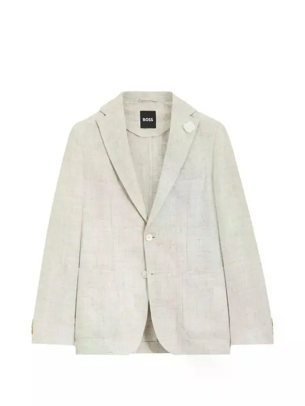 BOSS Single-breasted Linen-blend Blazer