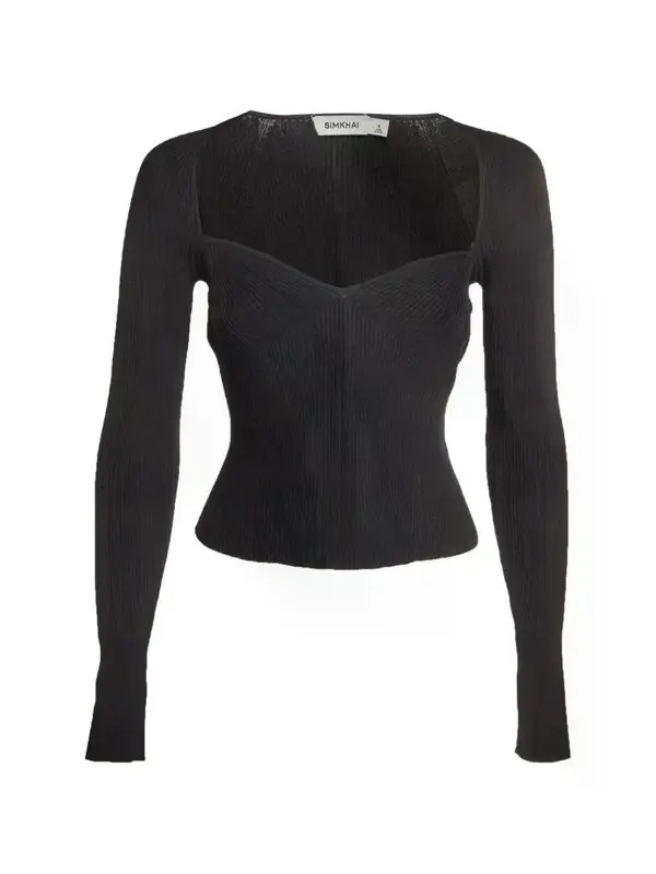 Zimmermann Giuliana Sweetheart Neck Sweater - Black