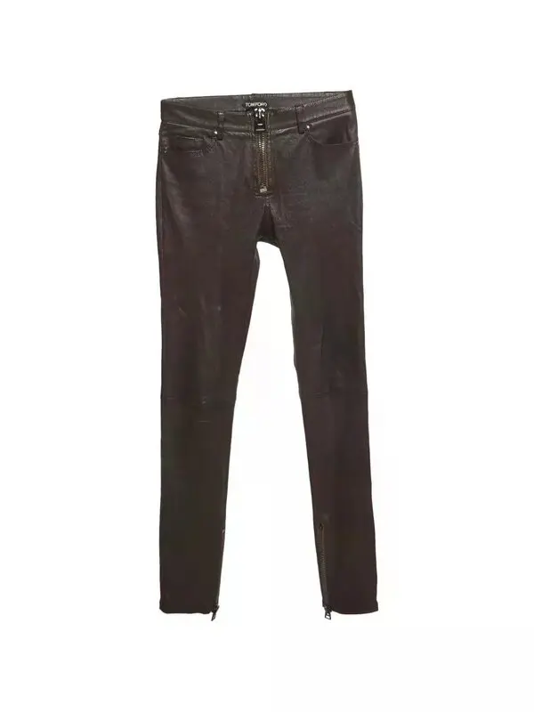 TOM FORD Lambskin Leather Trousers - Brown