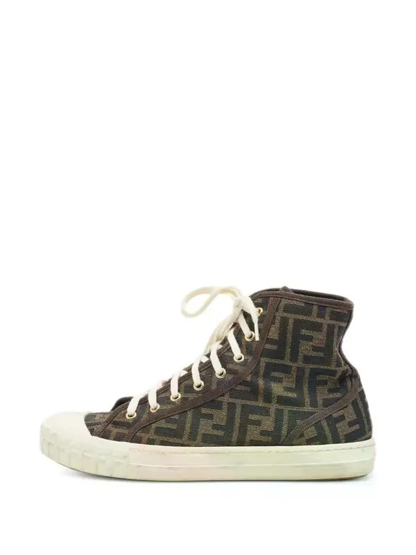 Fendi Zucca Canvas High-top Sneakers - Brown