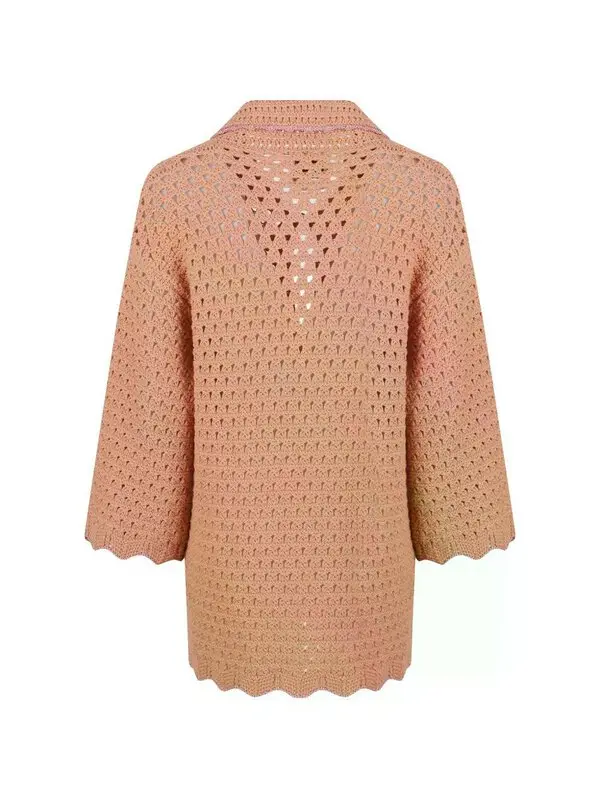 FORTE_FORTE Crochet-knit Floral-embellished Cardigan - Pink
