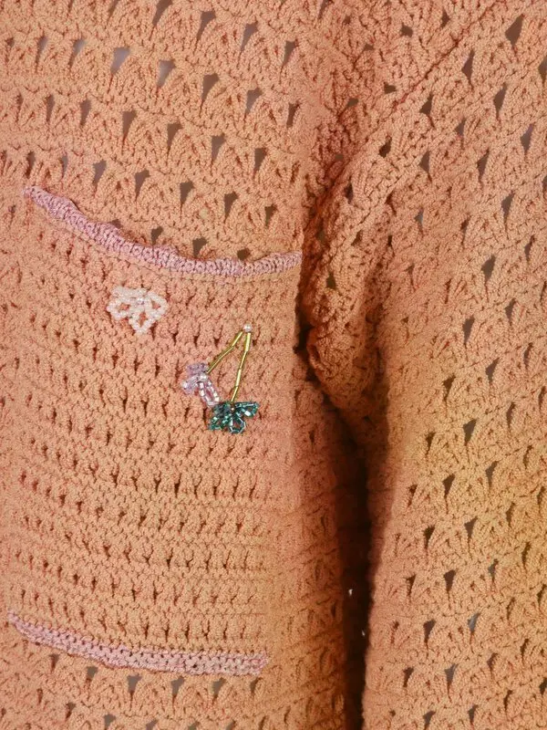 FORTE_FORTE Crochet-knit Floral-embellished Cardigan