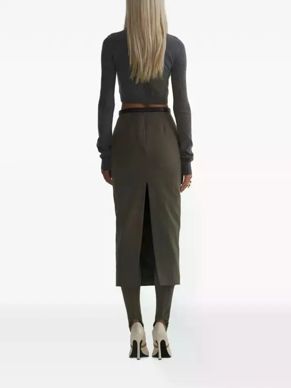 MUGLER Taupe Bi-stretch Wool Pencil Skirt - Neutrals