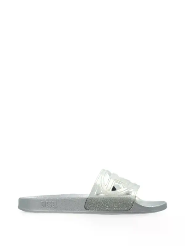 DIESEL® Sa-clyde Glitter Effect Logo Plaque Slides - Grey