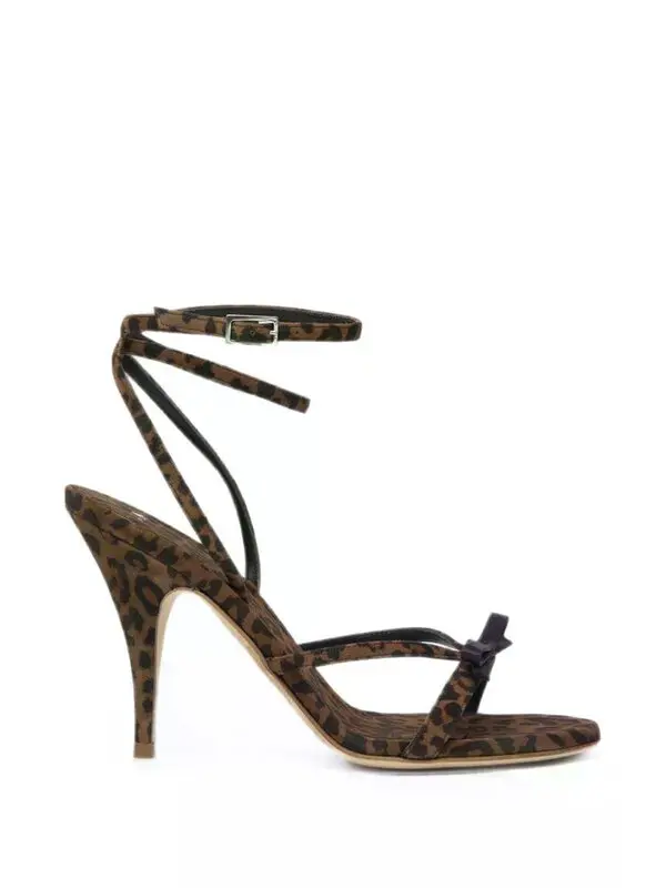 3JUIN Leopard Print Bow Detail Stiletto Sandals