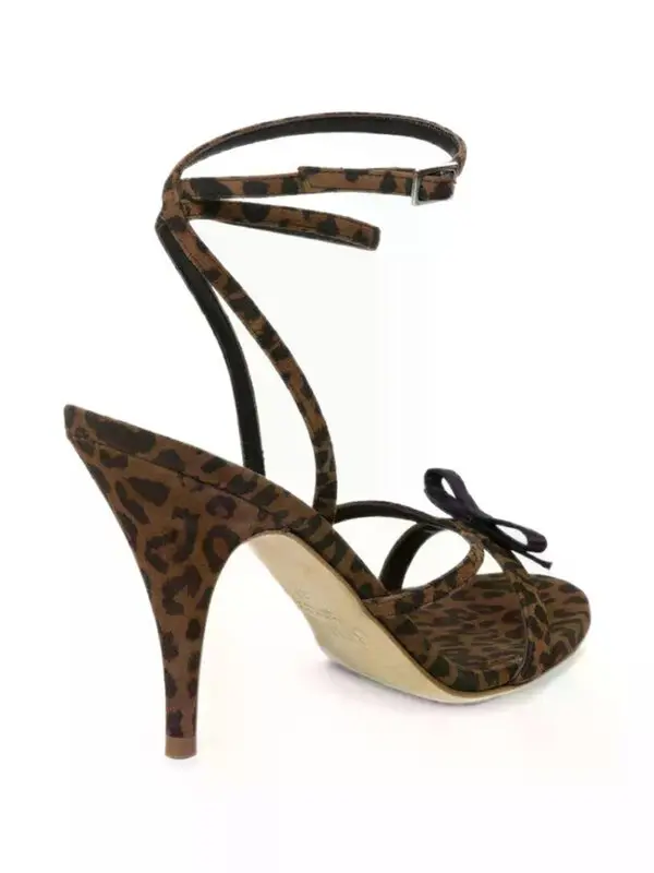 3JUIN Leopard Print Bow Detail Stiletto Sandals