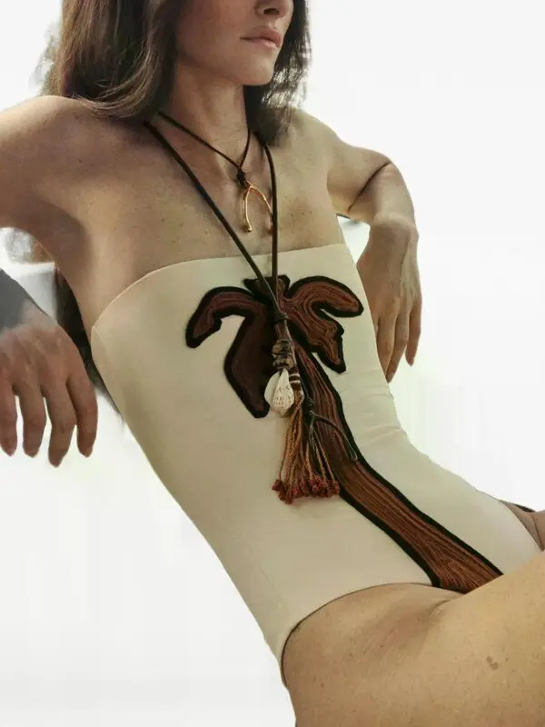 Johanna Ortiz Textured Strapless Swimsuit