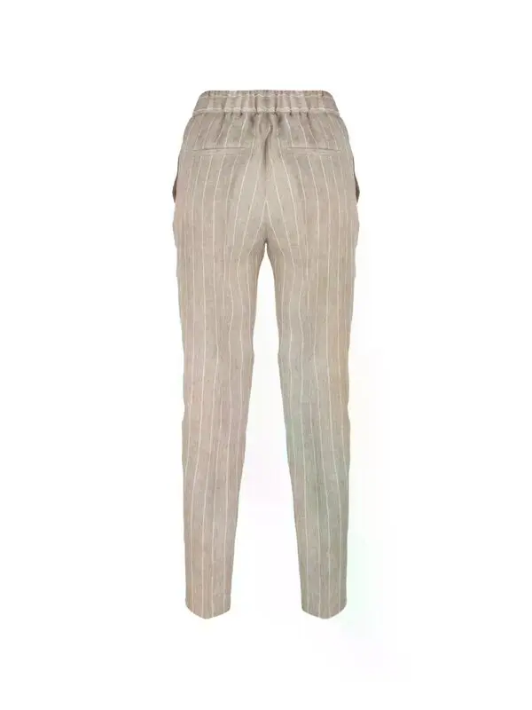 Peserico Beige Striped Elasticated Waistband Trousers
