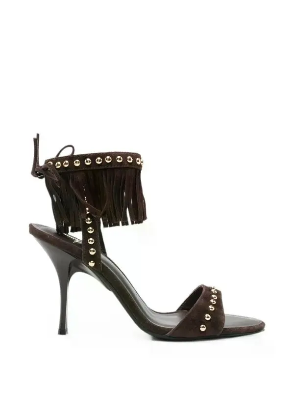 MARC ELLIS Fringed Stud-embellished Stiletto Sandals