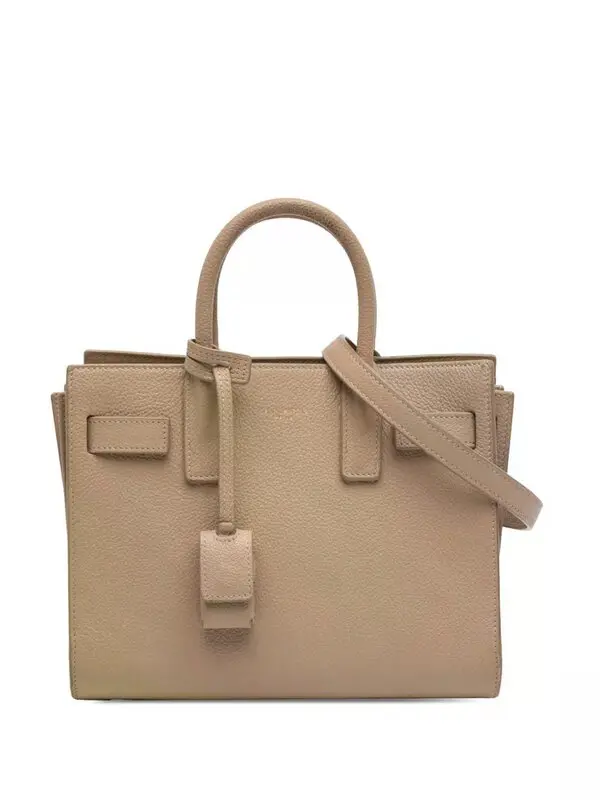 Saint Laurent Nano Grained Calfskin Sac De Jour Satchel - Neutrals