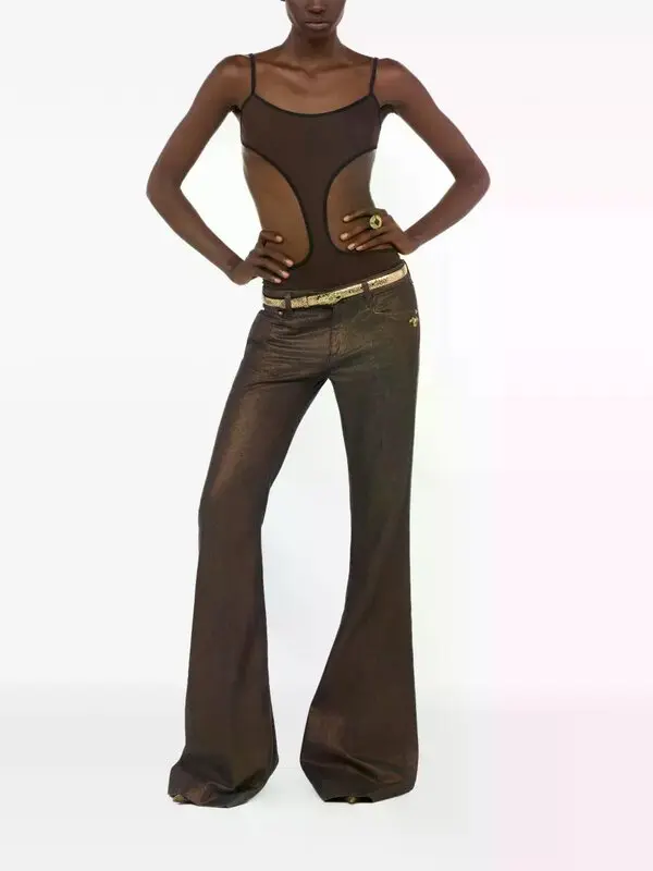 Roberto Cavalli Metallic Flared Jeans - Brown