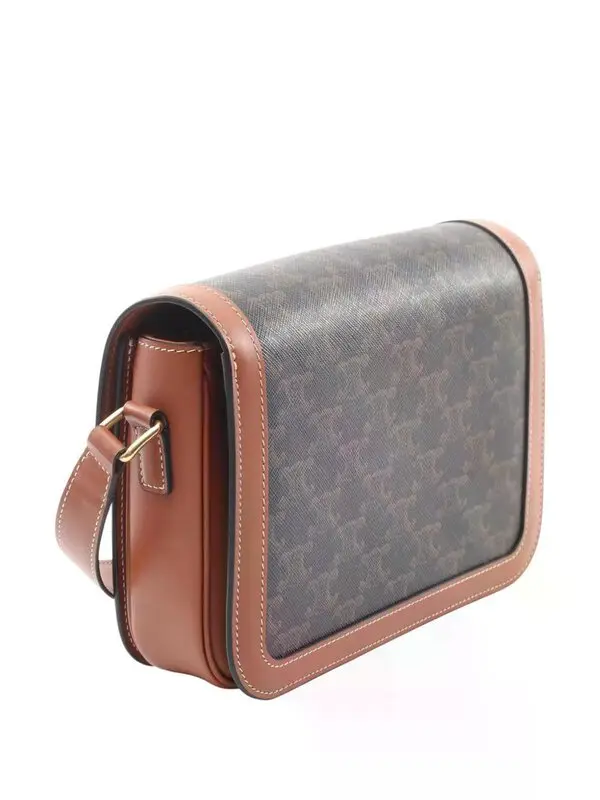 Celine Triomphe Coated Canvas And Calfskin Crossbody Bag - Brown