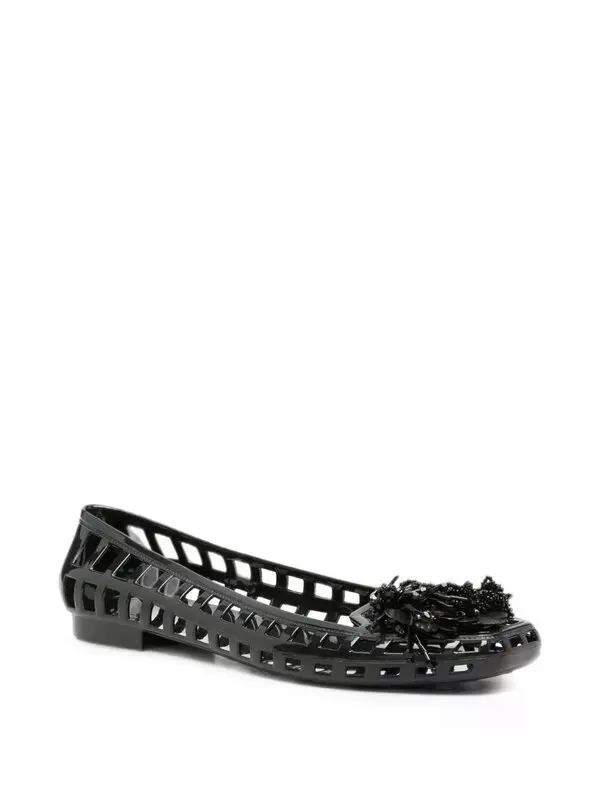 HEAVENLY JELLY Floral Appliqué Flat Pumps
