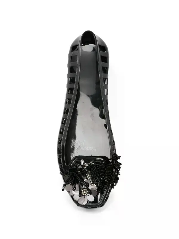 HEAVENLY JELLY Floral Appliqué Flat Pumps