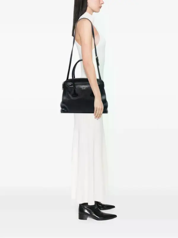 Prada Saffiano Cuir Double Zip Top Handle Bag