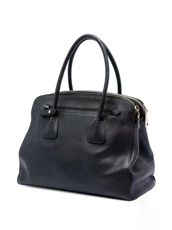 Prada Saffiano Cuir Double Zip Top Handle Bag