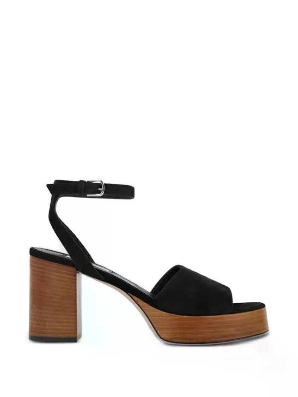TOTEME Platform Suede Sandals - Black
