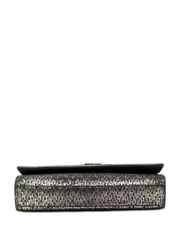 Saint Laurent Small Metallic Chevron Calfskin Monogram Kate Crossbody Bag - Silver