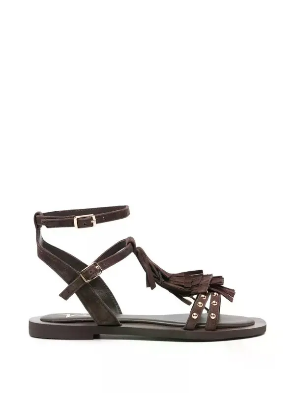 MARC ELLIS Fringed Stud-embellished Flat Sandals