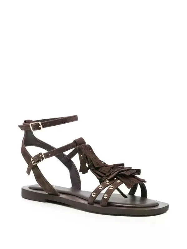 MARC ELLIS Fringed Stud-embellished Flat Sandals
