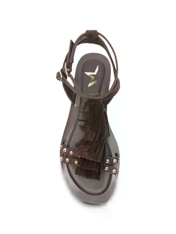 MARC ELLIS Fringed Stud-embellished Flat Sandals