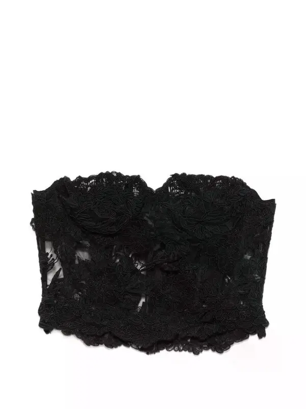 Ermanno Scervino Lace Embroidered Strapless Top - Black