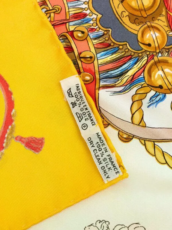 Hermès 1997-2008 Caparacons De La France Et De L Inde Silk Scarf 90 Scarves - Yellow