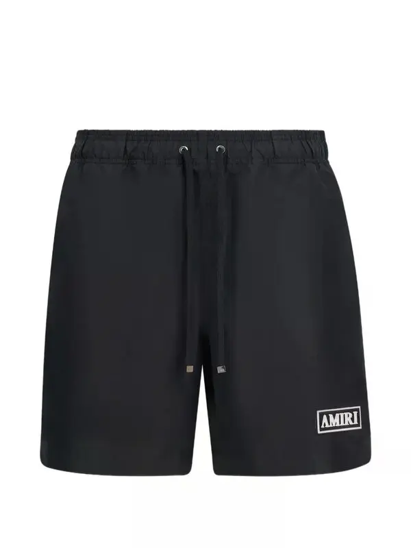 Amiri Logo Patch Drawstring Swim Shorts - Black