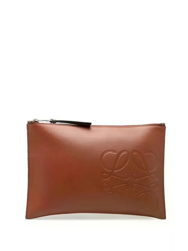 Loewe Leather Anagram Flat Pouch Clutch Bag
