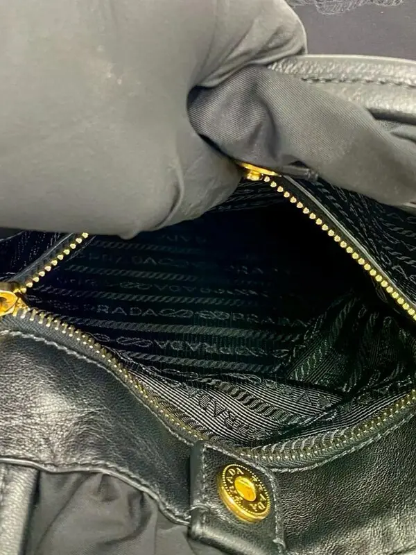 Prada Tessuto Logo Drawstring Tote Bag