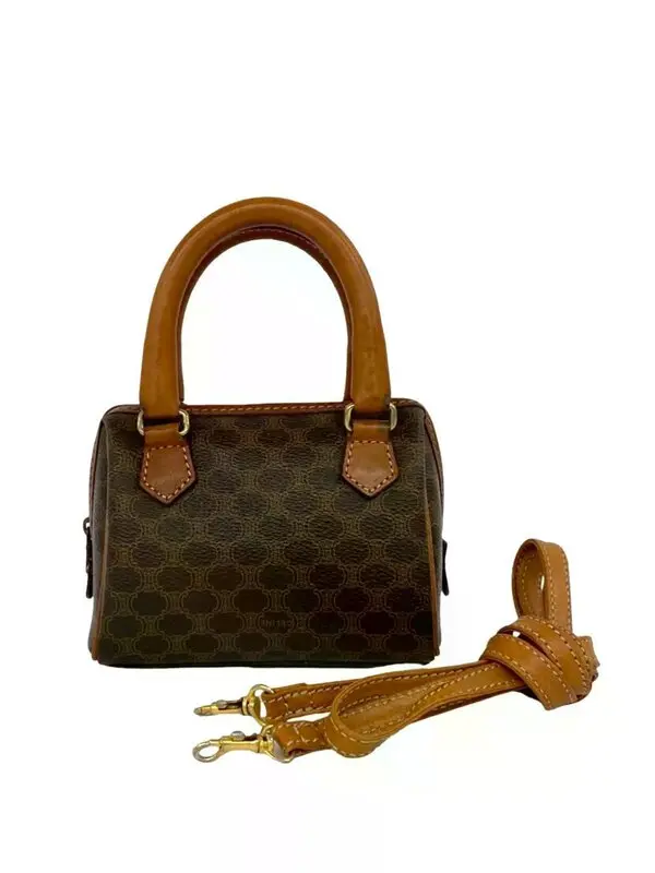 Celine Macadam Coated Canvas Satchel - Brown
