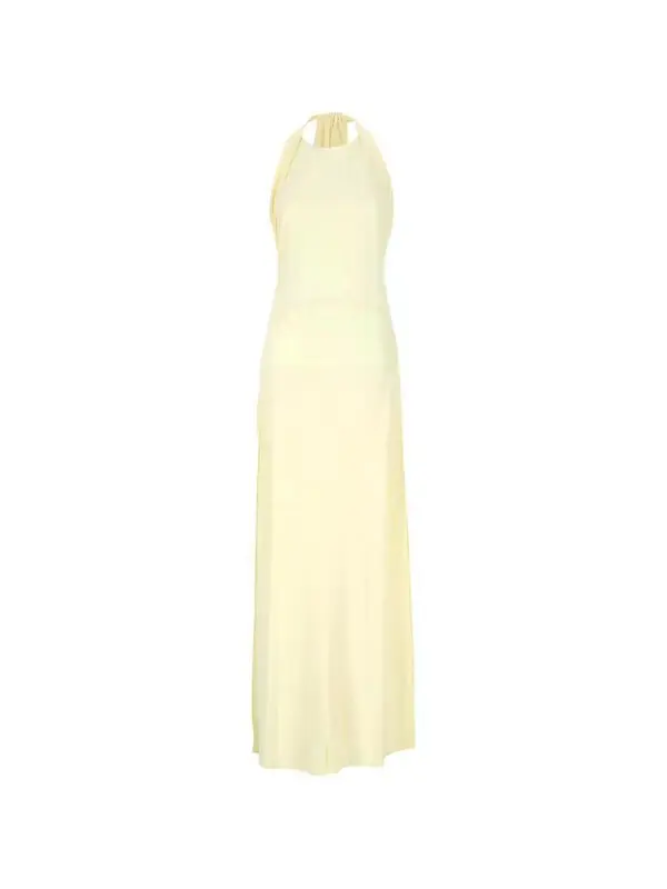 Blumarine Maxi Marocaine Halterneck Dress - Neutrals