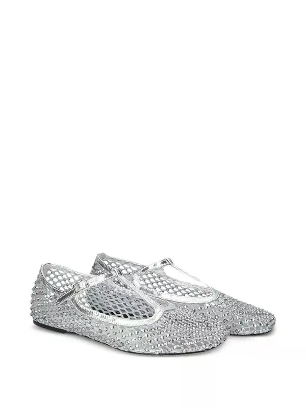 STRATEGIA SHOES Astra Rhinestone-embellished Ballet Flats - Silver